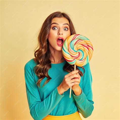Premium Photo A Woman Is Holding A Large Candy In Her Hand