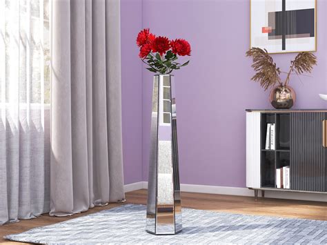 Glam Elegant Large Glass Floor Vase For Home Decor Mirror Finish