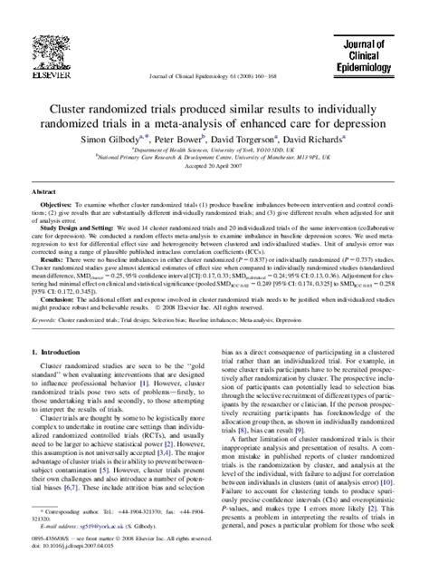 Pdf Cluster Randomized Trials Produced Similar Results To Individually Randomized Trials In A