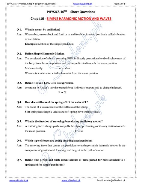 Solution 10th Class Physics Chapter 10 Short Questions With Answers