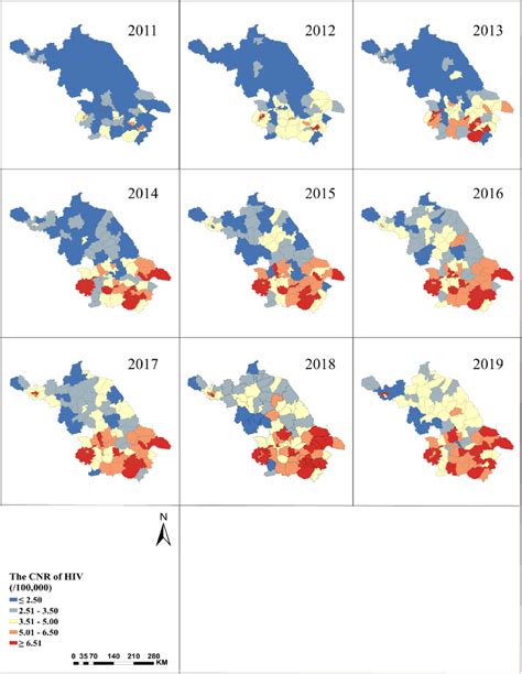 Spatial Distribution Of Hiv Notification Rates In Jiangsu Province From Download Scientific