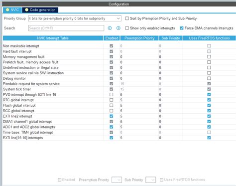 Solved Cubemx V6 Reset Preemtion Priority To 0 In Projec Stmicroelectronics Community
