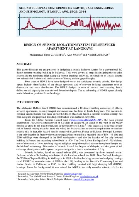 Pdf Design Of Seismic Isolation System For Serviced