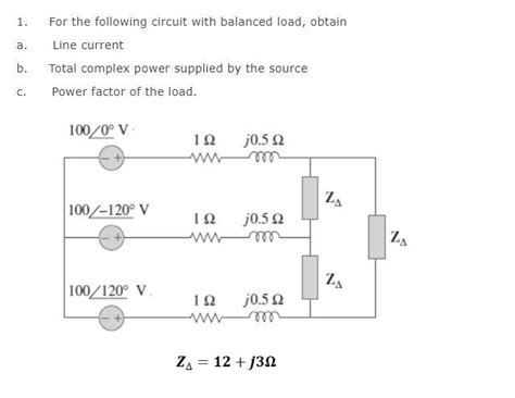 Solved A For The Following Circuit With Balanced Load Chegg