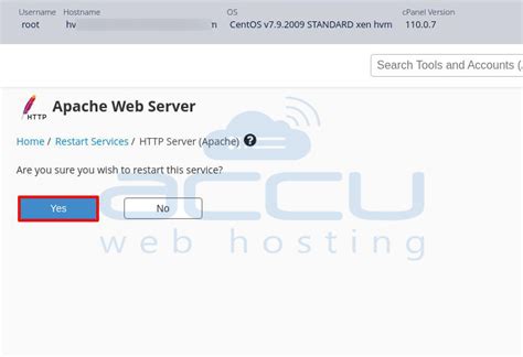 how to restart apache service from whm accuwebhosting