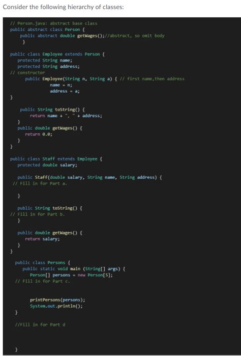 Solved Consider The Following Hierarchy Of Classes Chegg