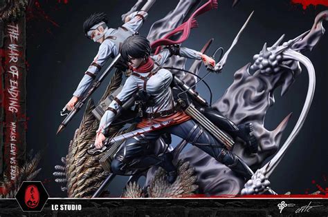 Attack On Titan Mikasa And Levi Vs Founding Titan Resin Statue By
