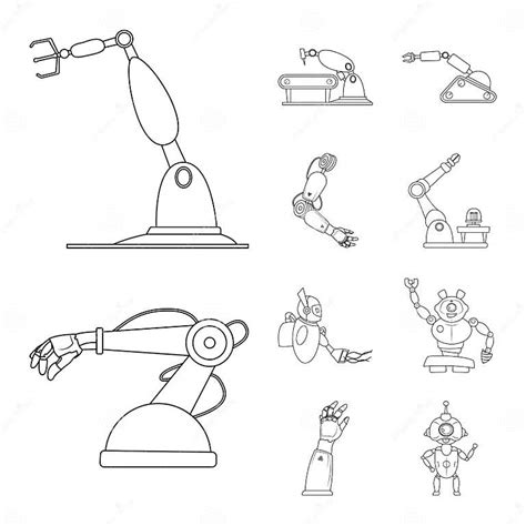 Vector Illustration Of Robot And Factory Icon Collection Of Robot And Space Stock Vector