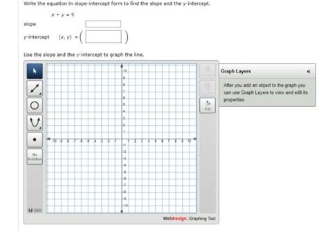 solved x y 9 slope y intercept x y use the slope and