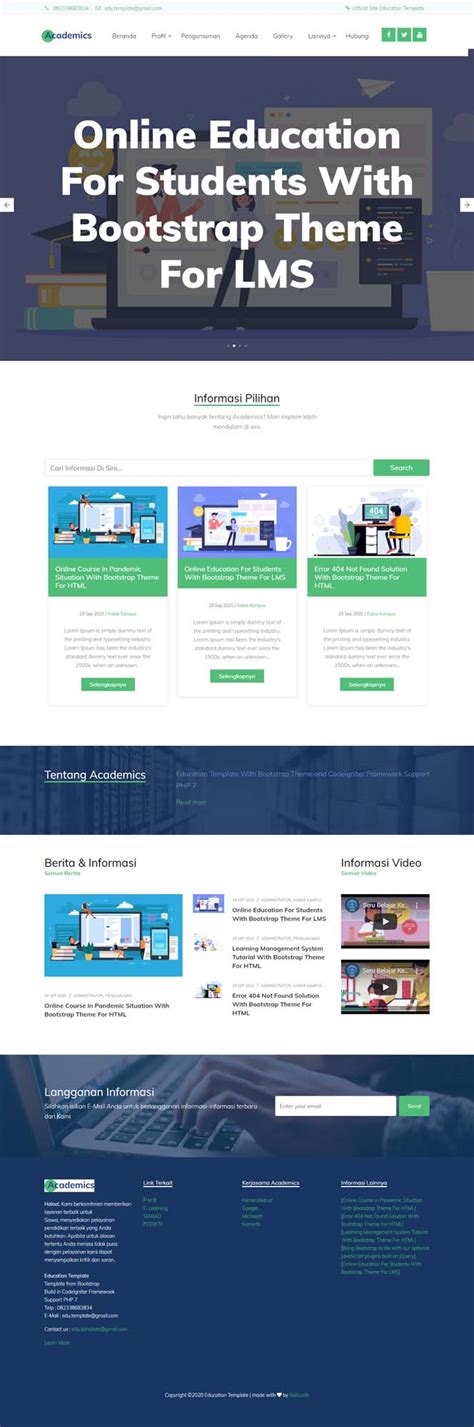 website kampus custom colorlib template codeigniter 3 x support php 7