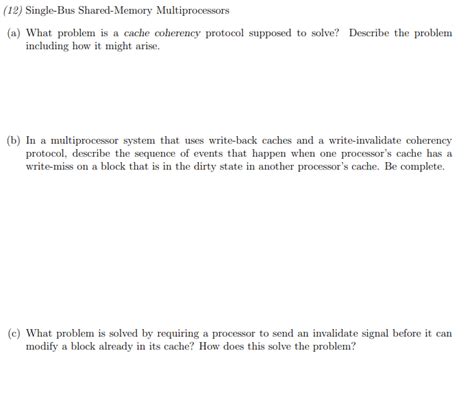 Solved 12 Single Bus Shared Memory Multiprocessors A