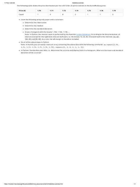 Statistics Exercise Pdf