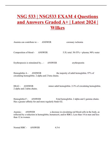 Nsg 533 Nsg533 Exam 3 Questions And Answers Graded A Latest 2024 Wilkes Nsg 533 Stuvia Us