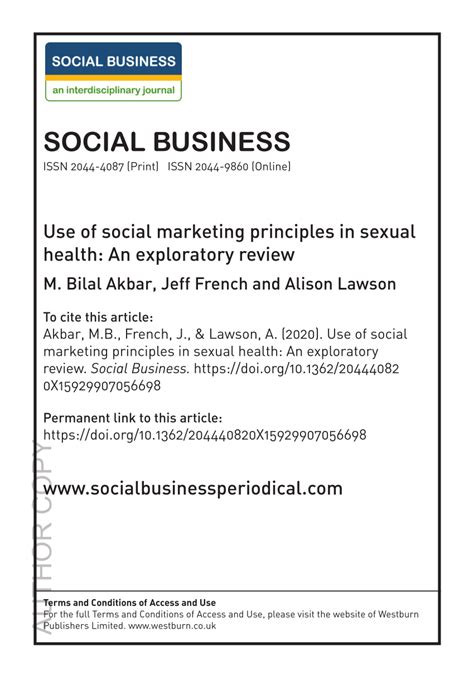 Pdf Use Of Social Marketing Principles In Sexual Health An Exploratory Review