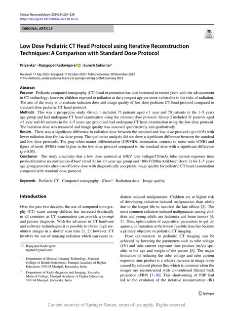 Low Dose Pediatric Ct Head Protocol Using Iterative Reconstruction Techniques A Comparison With