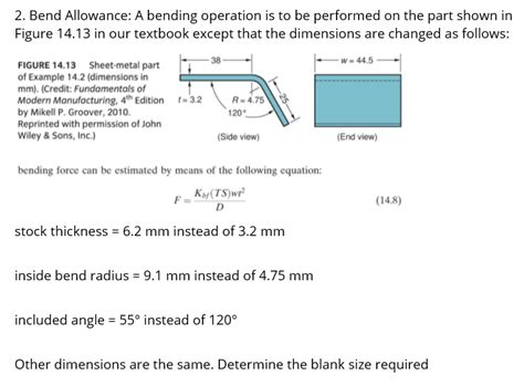 Solved 2 Bend Allowance A Bending Operation Is To Be