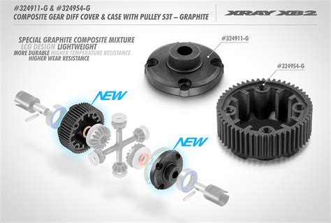 Xray Composite Gear Diff Case With Pulley T LCG Graphite EuroRC Com