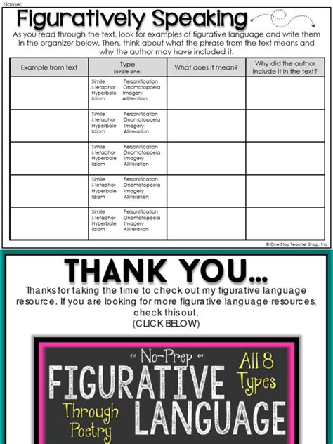 Figurative Language Organizer Pdf