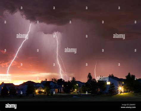 Orange Lightning Storm