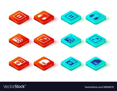 Set Music Player Mp File Document Radio Vector Image