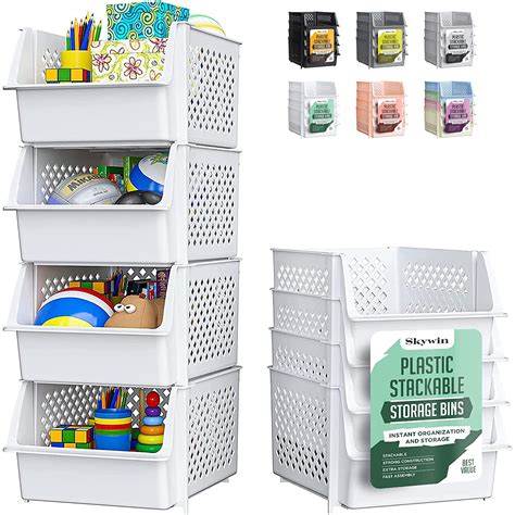 Tidyfriend Stackable Storage Bins For Pantry 4 Pack