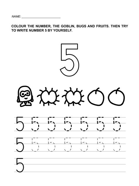 Number 5 Printable Worksheets
