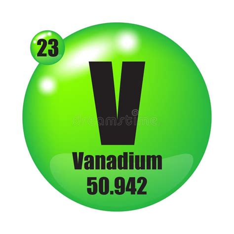 Vanadium Element Icon V Symbol Focus Atomic Number 23 Mass 50942
