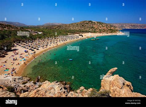 Vai Beach Famous For Its Unique Palm Tree Forest Close To Sitia Town