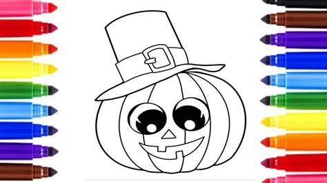 How To Draw A Halloween Pumpkin 🎃 Easy Pumpkin Drawing And Coloring