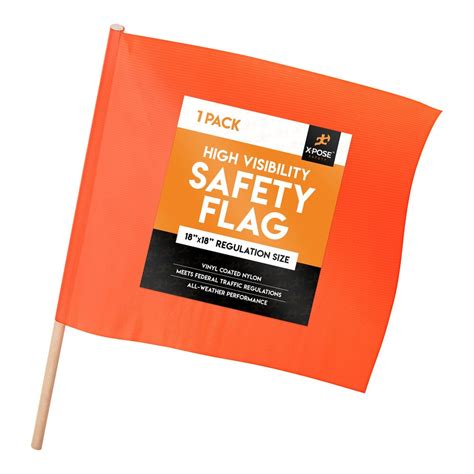 Xpose Safety 18 X 18 Orange Safety Flag With 24 Wood Staff Wf24 18 X