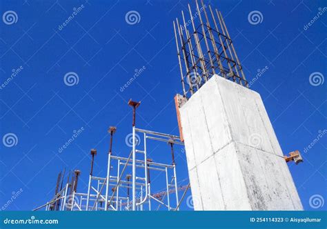 Reinforcement Concrete Column Under Construction At The Construction Site Editorial Stock Photo