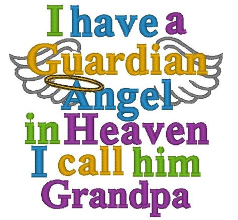 Embroidery Design I Have A Guardian Angel In Heaven I Call Him Grandpa Angel Wings Memory