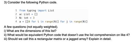 Solved 3 Consider The Following Python Code 1 From Typing