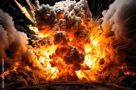 Huge Fire Explosive Background Nuclear Art War Scenes Photo