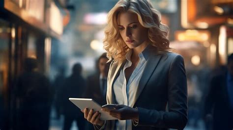 Premium Ai Image Business Person Using A Tablet To Analyze Data Ai Technology Analysis With A