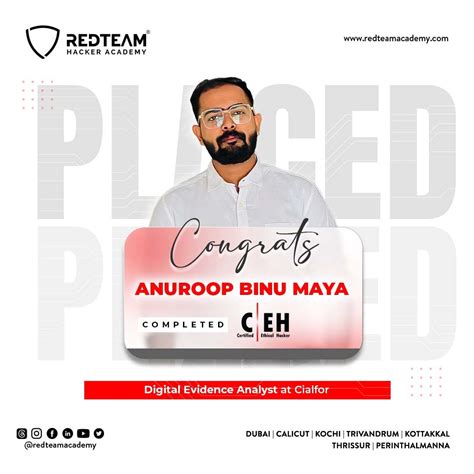 Redteam Hacker Academy On Linkedin Redteamhackeracademy Trivandrum Cialfor Anuroopbinumaya