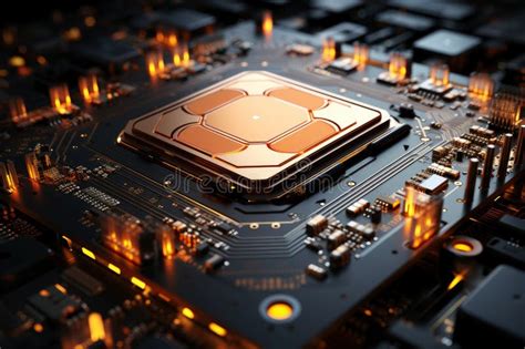 Futuristic Future Motherboard Design With Cpu Socket Microchips Microprocessors Integrated