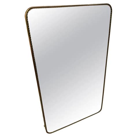 1960s Mid Century Modern Brass Rectangular Italian Wall Mirror 243469