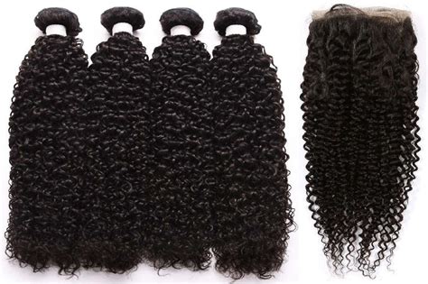 4pcs Gorgeous Human Kinky Curly Bundles With Closure 4x4 NubianPrincessHairShop Com