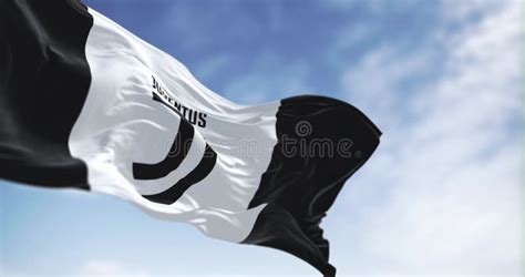 Juventus Football Club Flag Waving On A Clear Day Stock Video Video