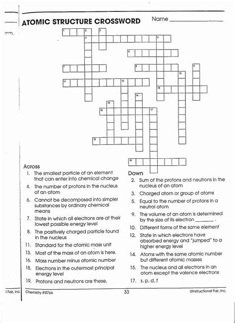 Atomic Structure Worksheet Chemistry Chessmuseum Template Library Qu Mica Fisica