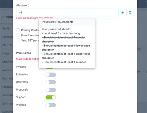 add on password validation module for perfex crm by sejalinfotech