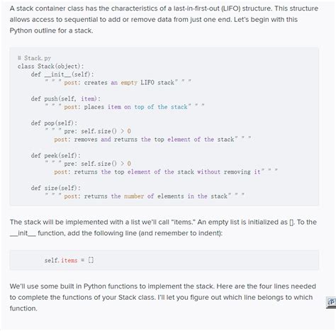 Solved A Stack Container Class Has The Characteristics Of A