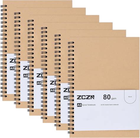 Zczn Quaderno Appunti A Spiraletaccuino Bianco A5 Confezione Da 6