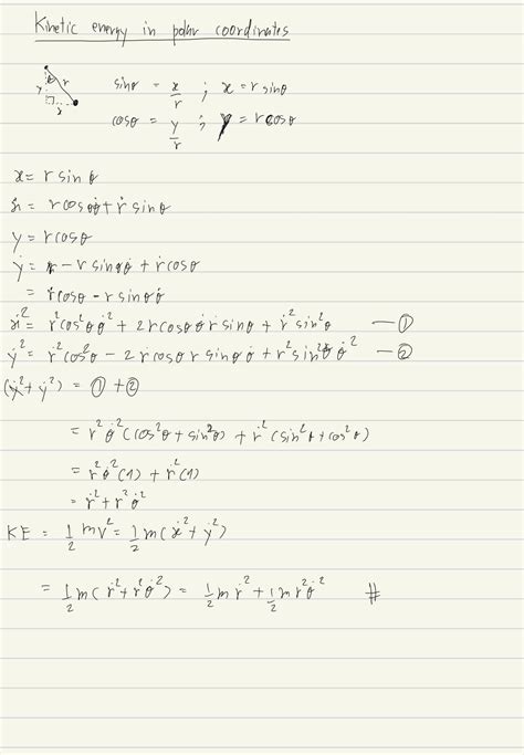 Kinetic Energy In Polar Coordinates Ke12 M R2 Theta Dot 2 R Dot 2 Classical