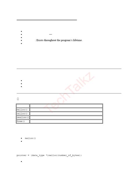 Dynamic Memory Allocation In C Pdf Pointer Computer Programming
