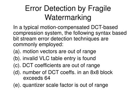 Ppt Error Detection By Fragile Watermarking Powerpoint Presentation Free Download Id5437652