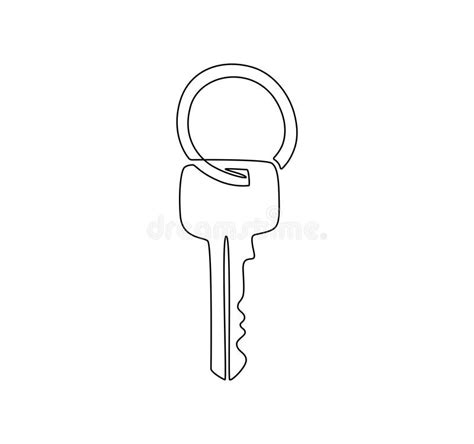 One Continuous Line Drawing Of House Key Real Estate And Password And Security Concept In