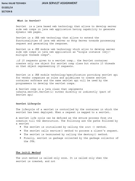 Servlet Assignment Pdf Java Platform Systems Architecture
