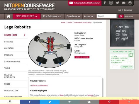Mit Open Course Ware Robotics Online Course For 9th 10th Grade Lesson Planet